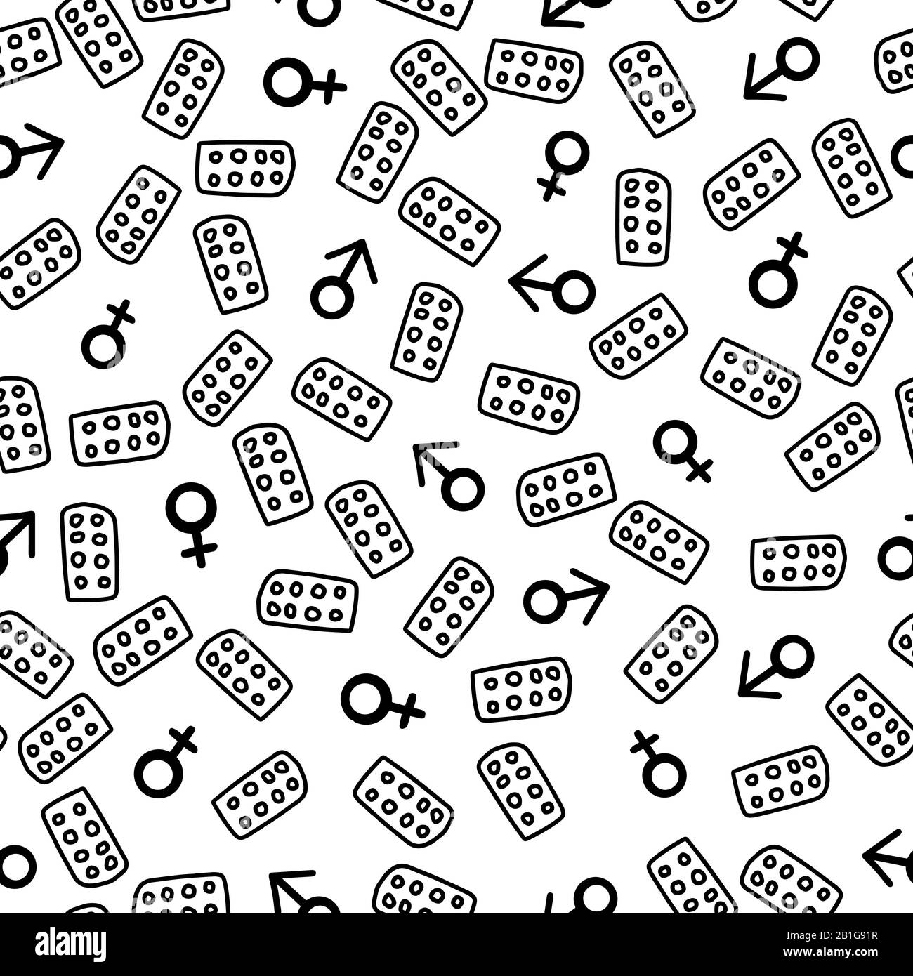 Vector seamless pattern with various in doodle style contraceptives ...