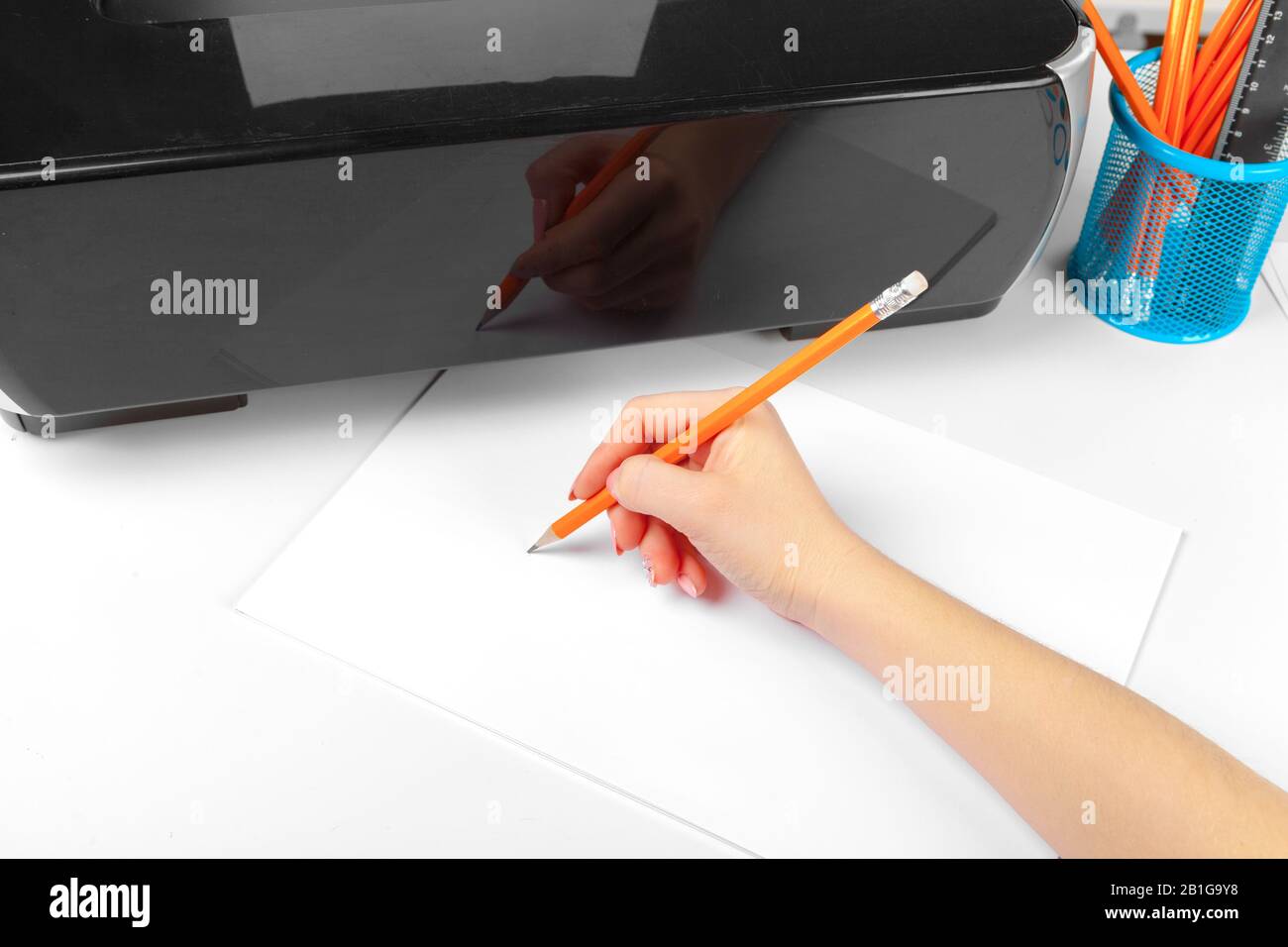 Woman photocopy machine hi-res stock photography and images - Alamy