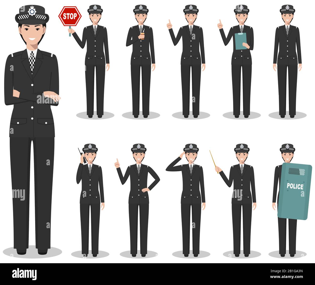 Police people concept. Detailed illustration of british policewoman in ...