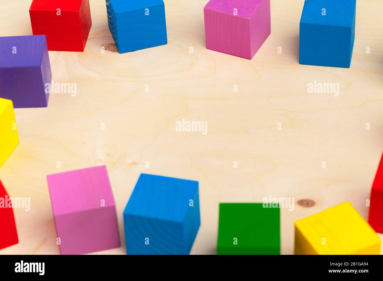 Colorful wooden blocks background, top view. creative photo Stock Photo ...