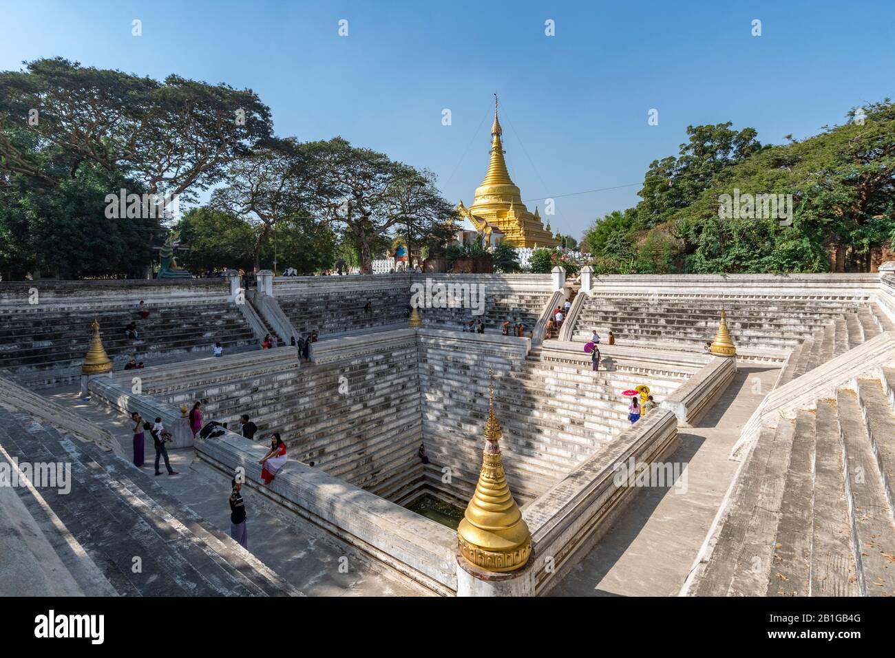 Devotional pool at Maha Sandar Mahi Pagoda, Amarapura, Mandalay Region ...