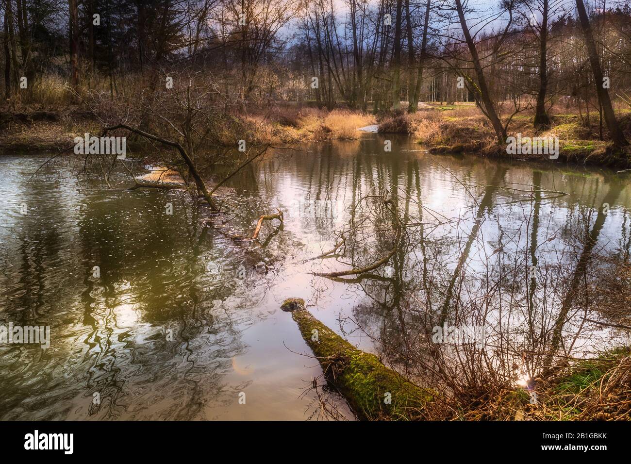 Landscape from a drone showing the river Grabia, Poland – 2020 Stock ...