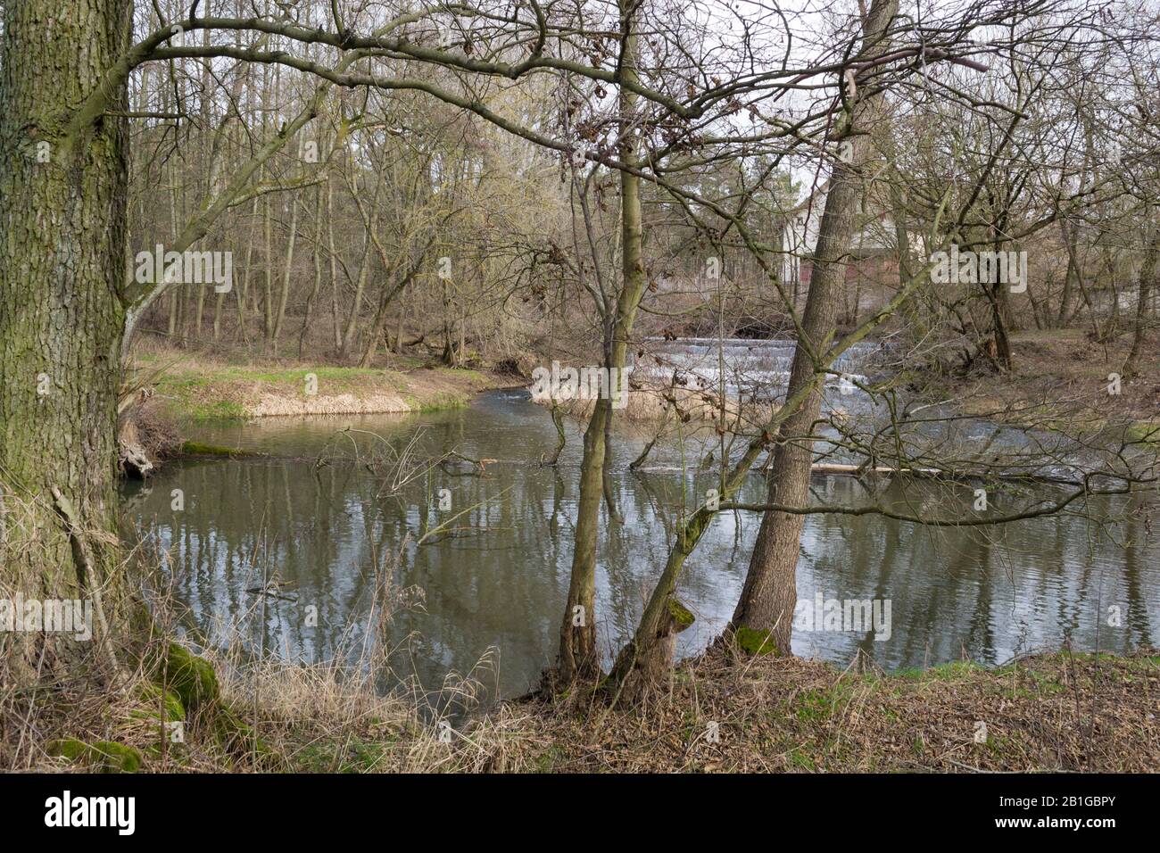 Landscape from a drone showing the river Grabia, Poland – 2020 Stock ...