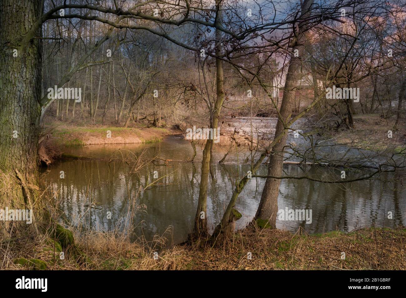 Landscape from a drone showing the river Grabia, Poland – 2020 Stock ...