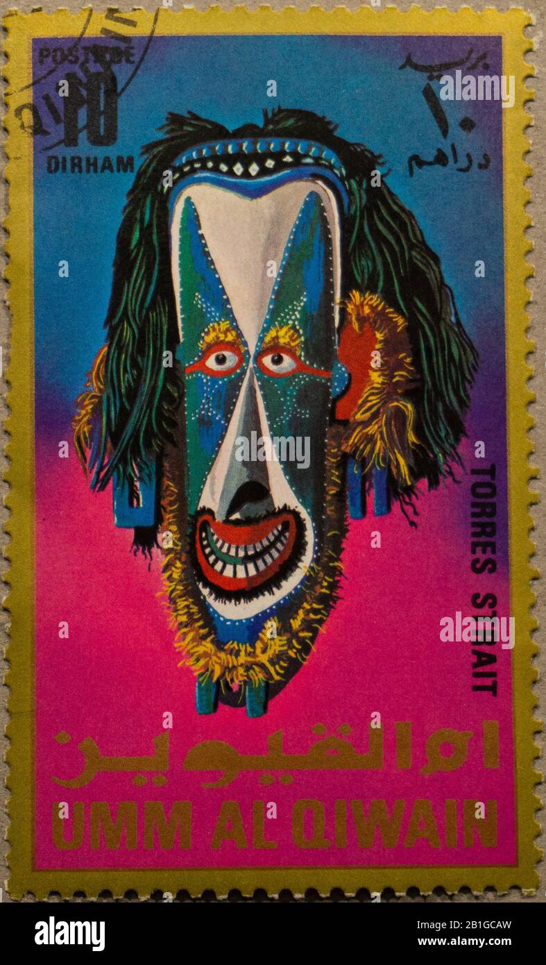 Dance mask stamp with long hair Stock Photo - Alamy