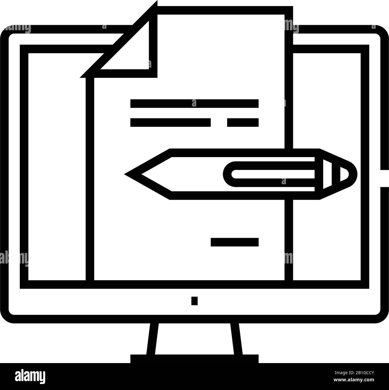 Editing files line icon, concept sign, outline vector illustration ...