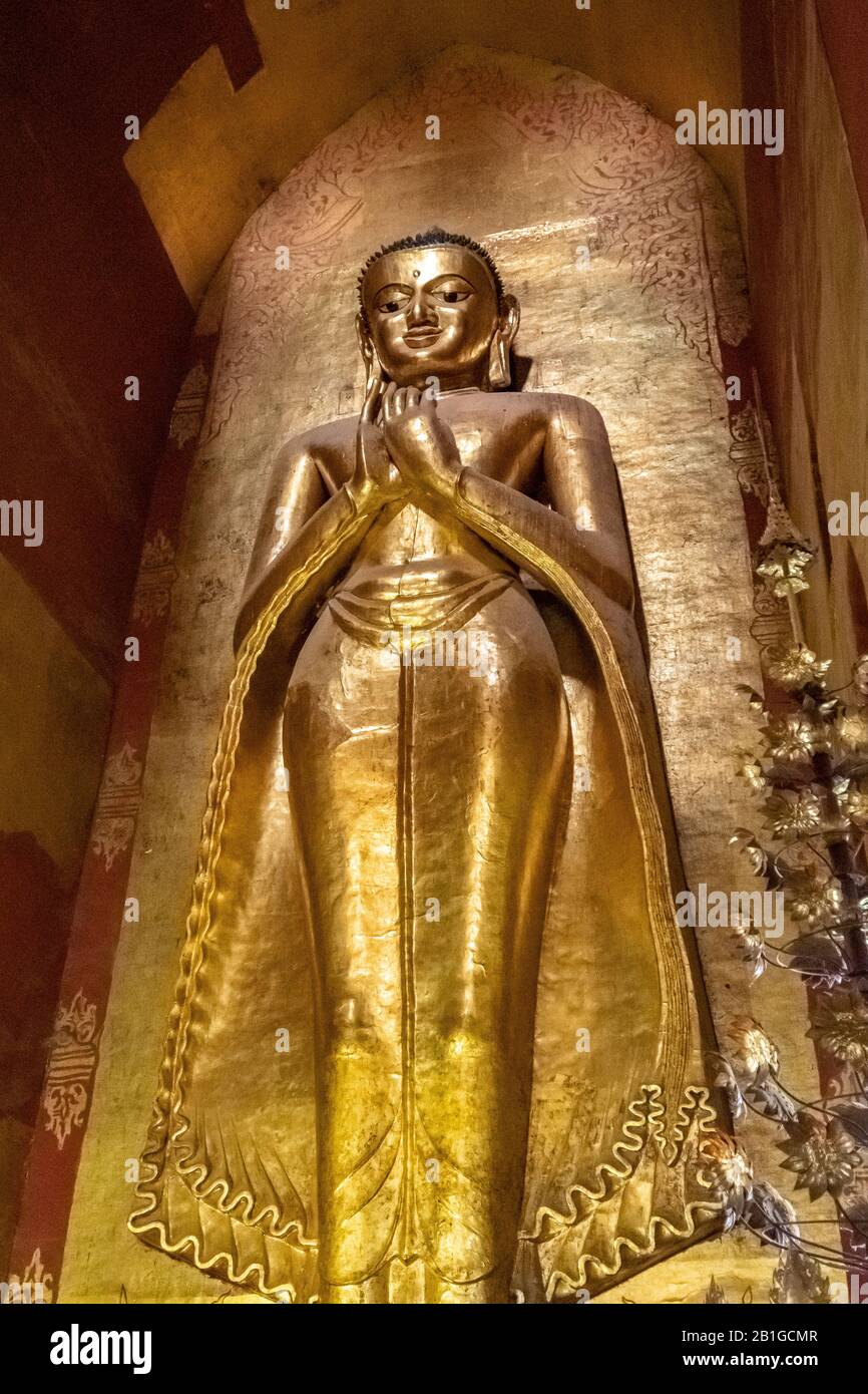 Standing Buddha statue at Ananda Pagoda, Bagan, Mandalay Region ...