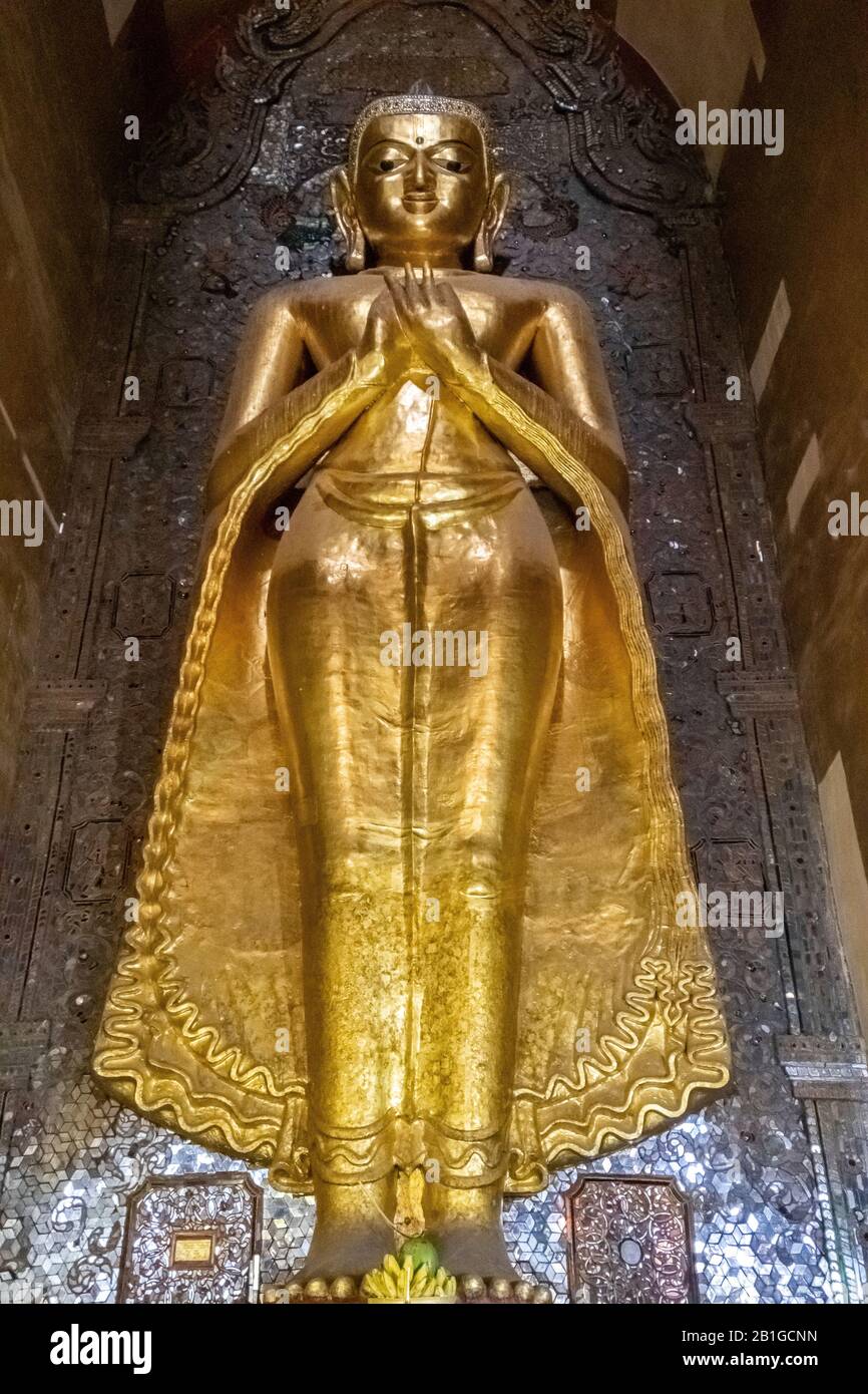 Standing Buddha statue at Ananda Pagoda, Bagan, Mandalay Region ...