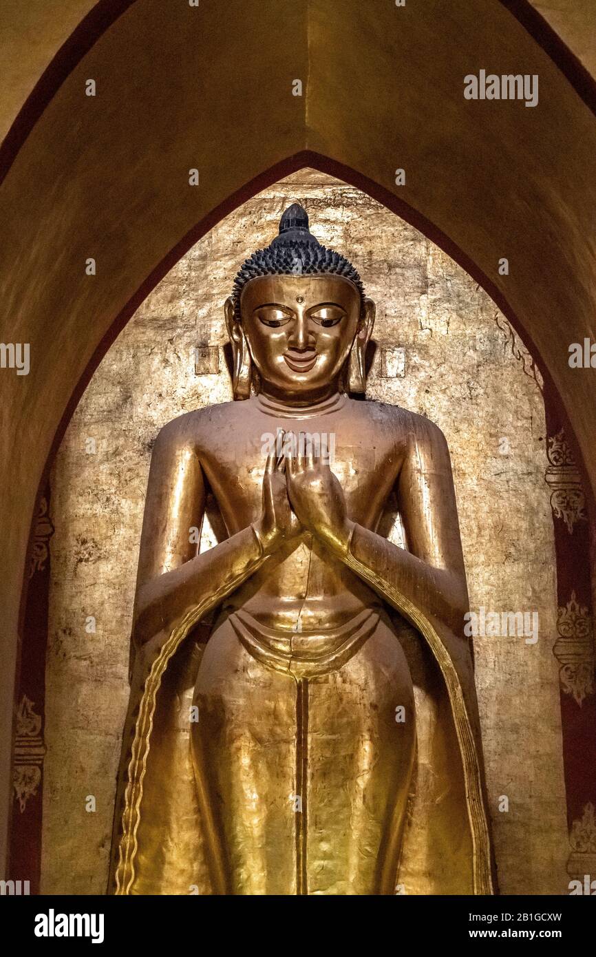 Standing Buddha statue at Ananda Pagoda, Bagan, Mandalay Region ...
