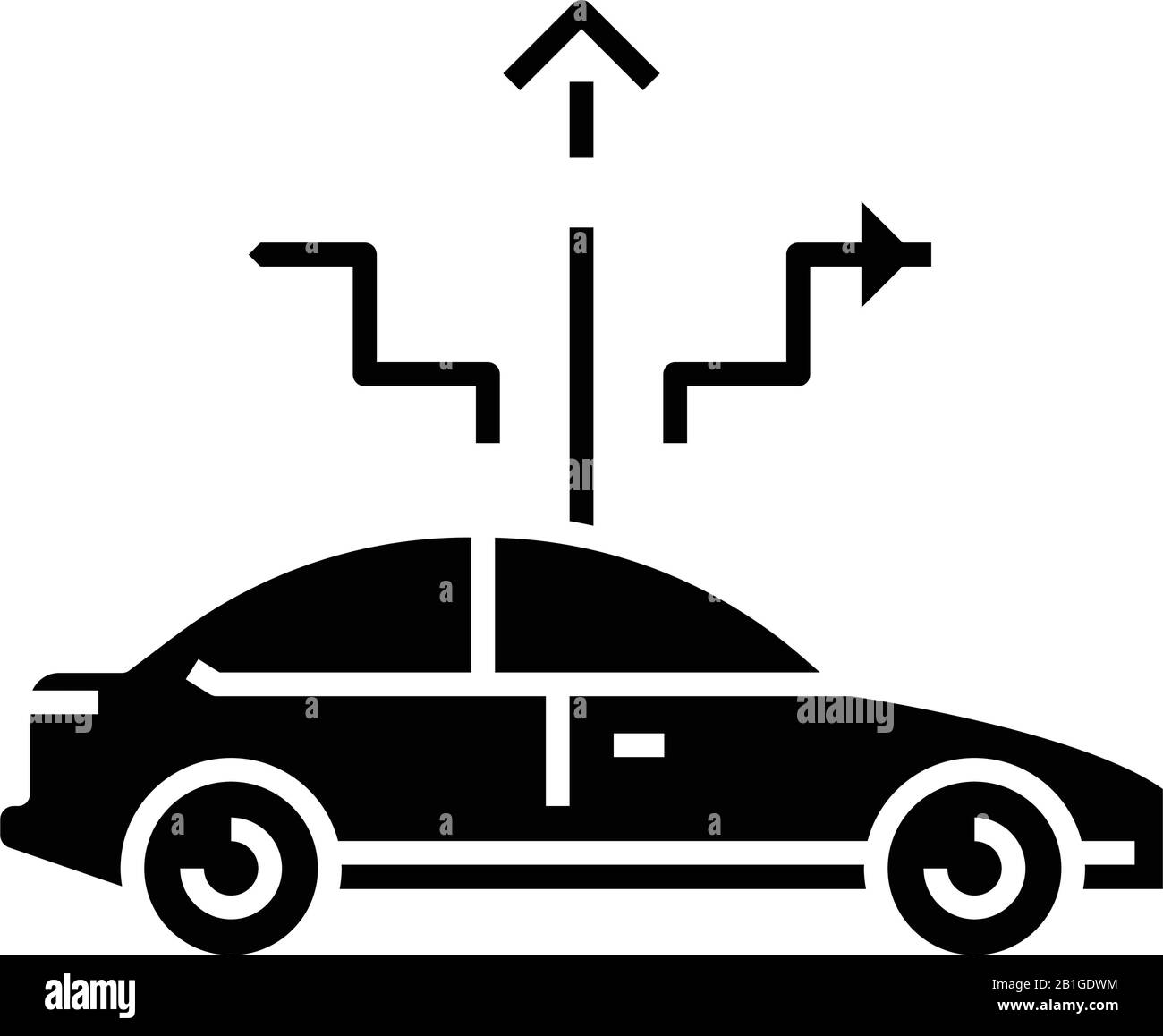 Auto navigation black icon, concept illustration, vector flat symbol ...