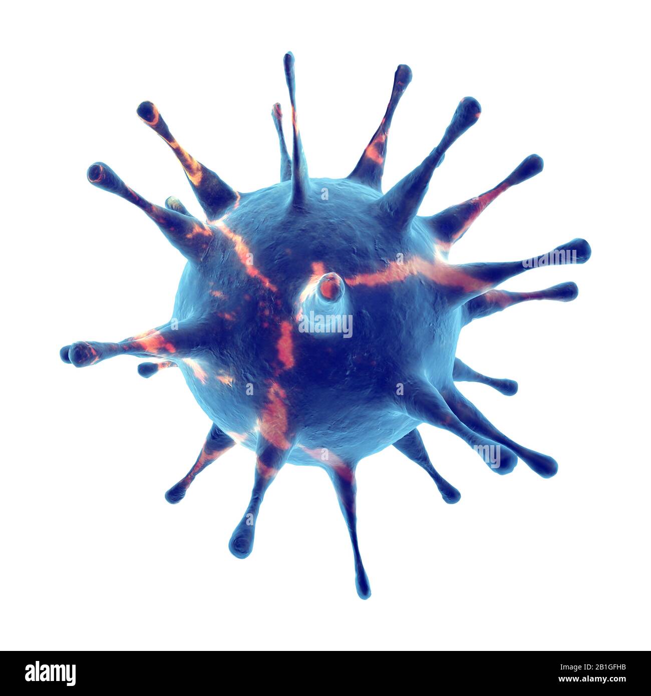 Microscopic view of influenza virus cells. 3D medical illustration ...
