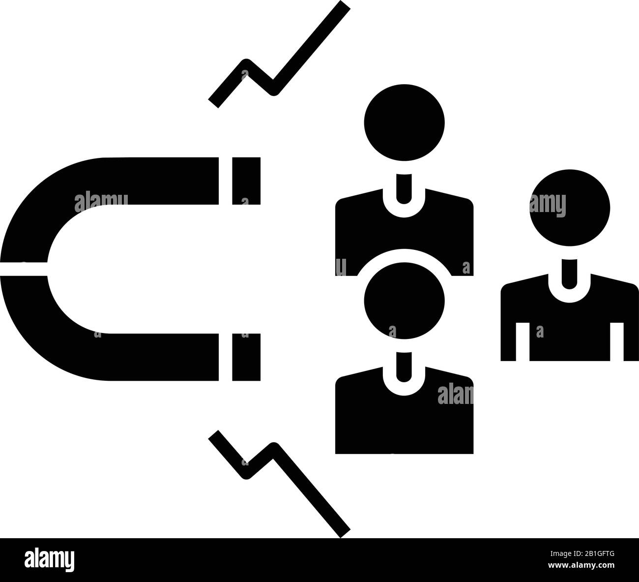 Attract clients black icon, concept illustration, vector flat symbol ...