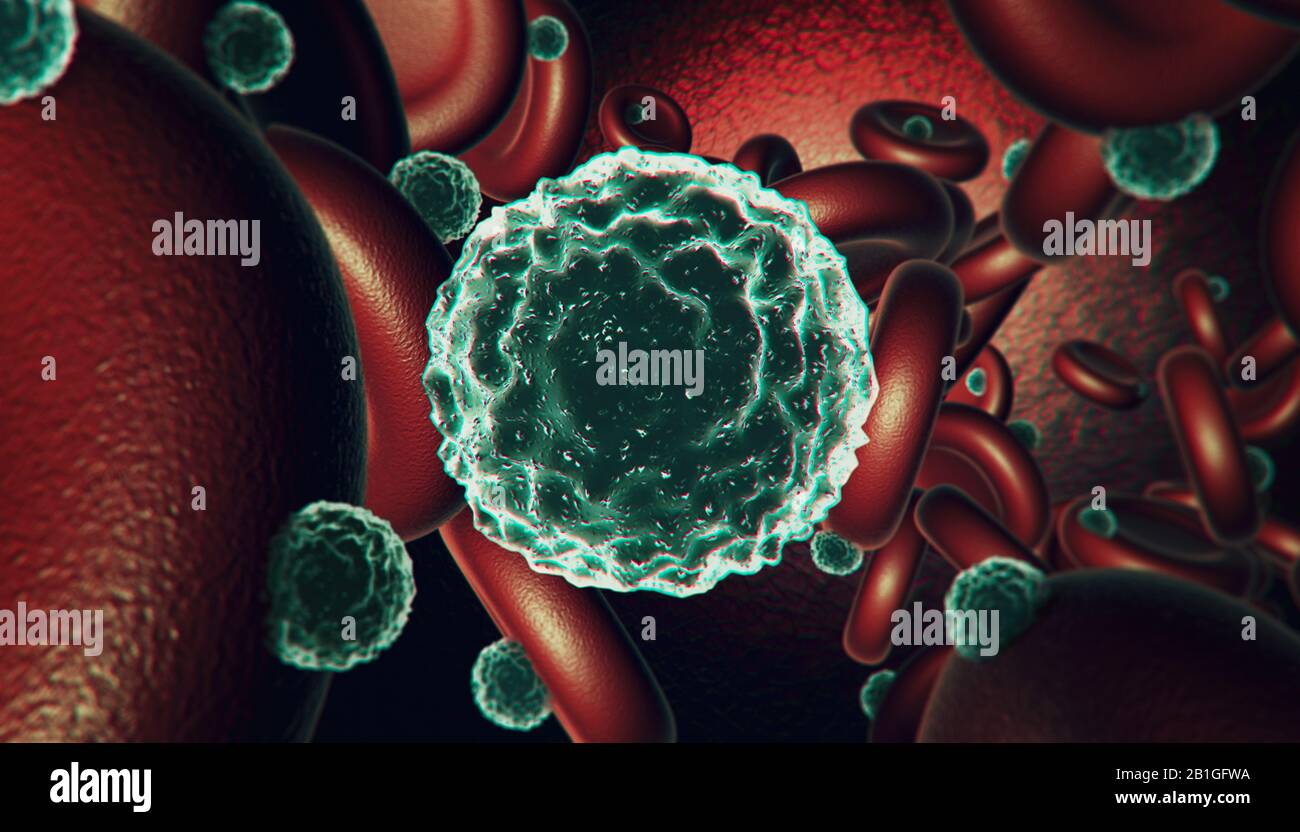 Microscopic view of influenza virus cells. 3D medical illustration ...