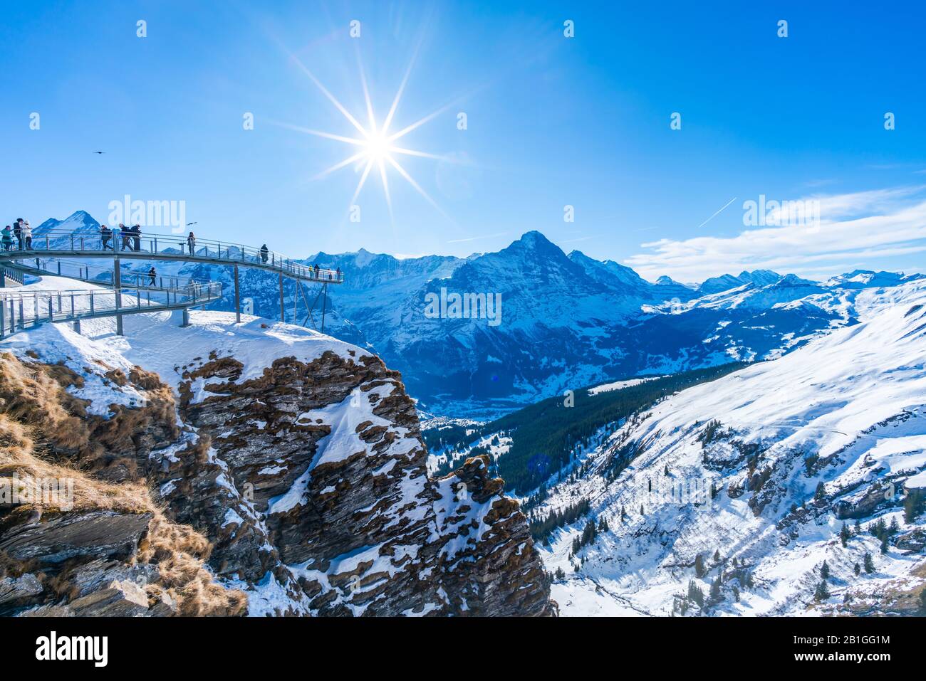 GRINDELWALD-FIRST, SWITZERLAND - JANUARY 15, 2020: Cliff Walk on the ...