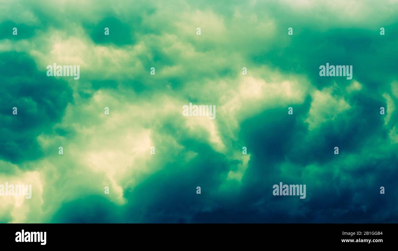 Dramatic stormy dark green cloudy sky, natural photo background Stock ...