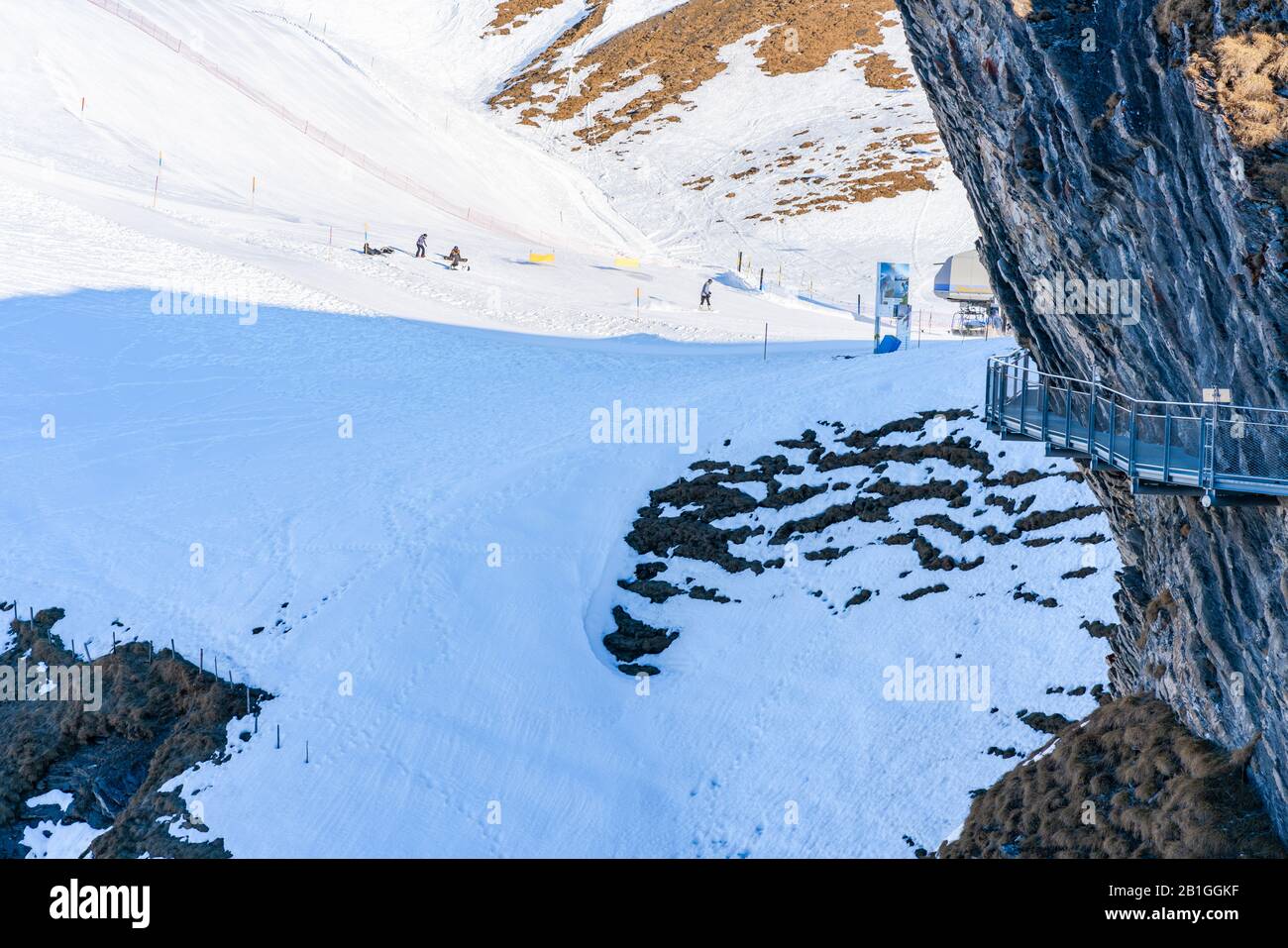 GRINDELWALD-FIRST, SWITZERLAND - JANUARY 17, 2020: Cliff Walk on the ...