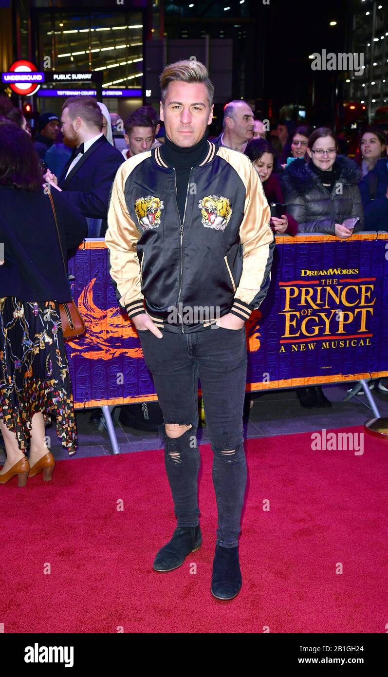Matt Evers attending the first night of new play The Prince of Egypt at ...