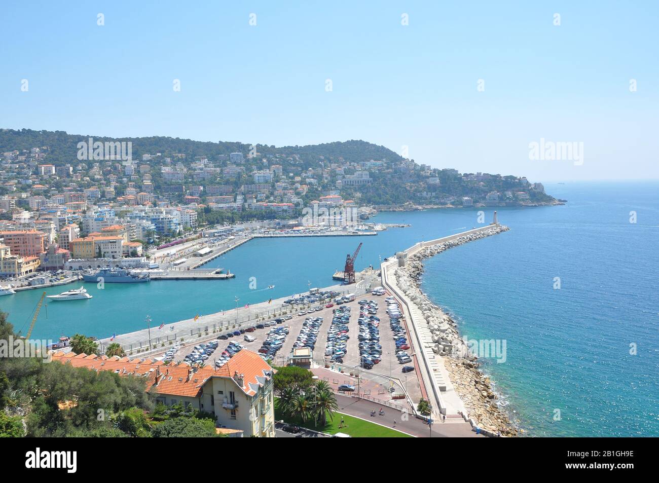 view of the city of Nice in the Maritime Alps, France. beautiful bright ...