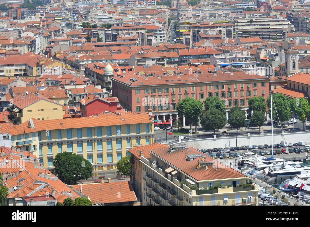 view of the city of Nice in the Maritime Alps, France. beautiful bright ...