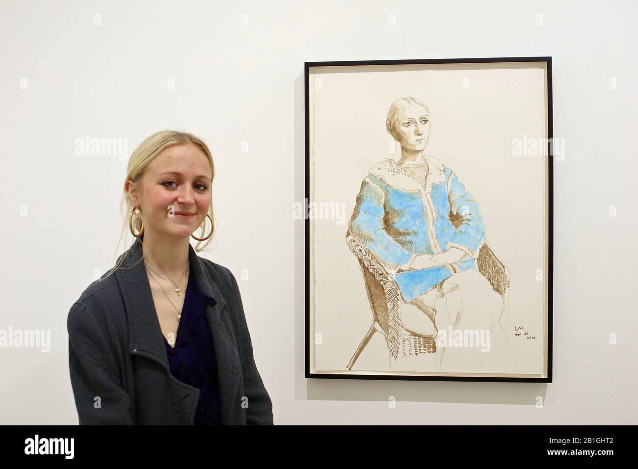 The exhibition includes 18 portraits on canvas of Hockney's friends and ...