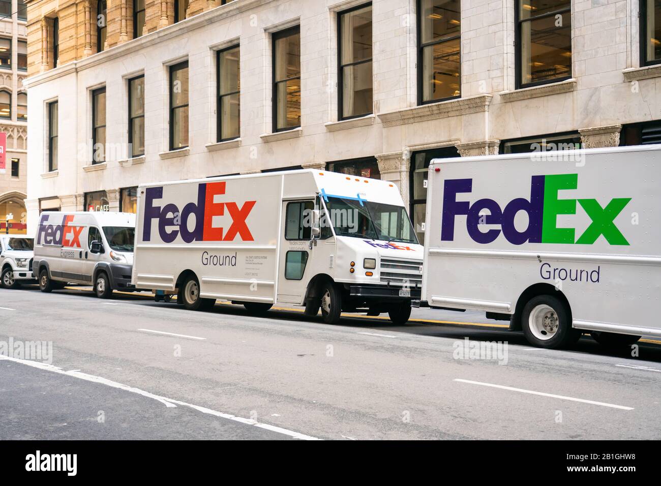 American multinational delivery services company, FedEx vehicles seen ...