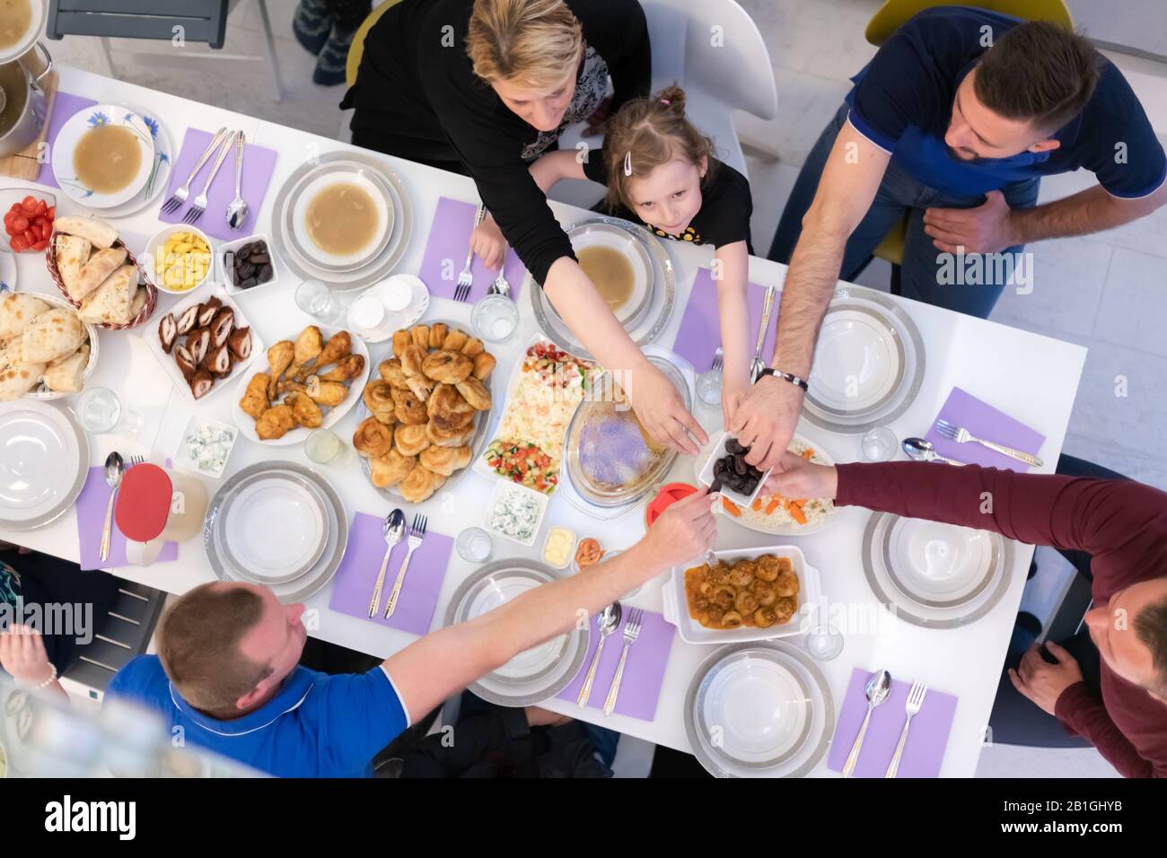 iftar dinner muslim family together during a ramadan feast at home top ...