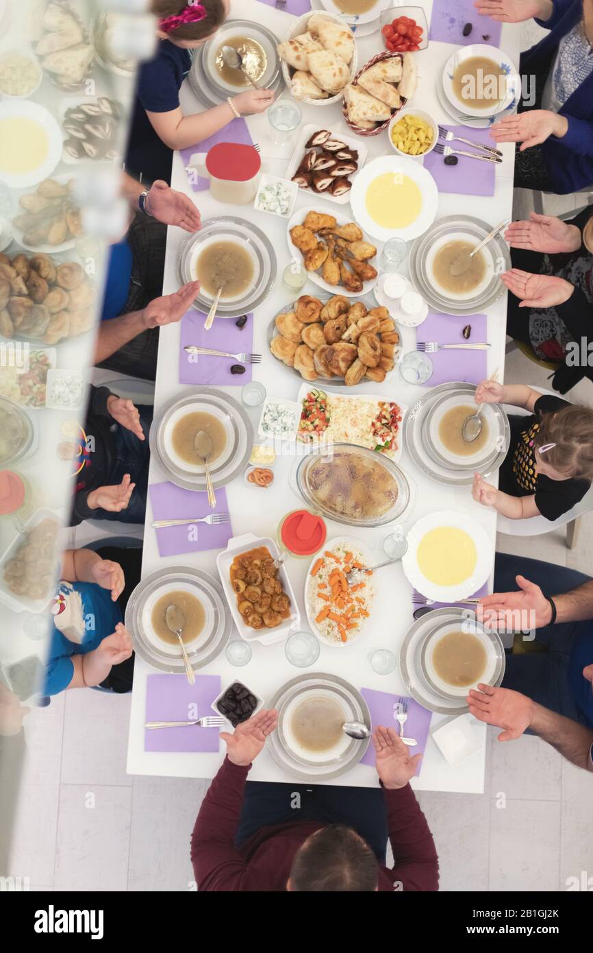 iftar dinner muslim family together during a ramadan feast at home top ...