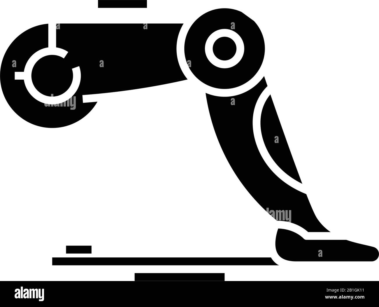 Bot legs black icon, concept illustration, vector flat symbol, glyph ...
