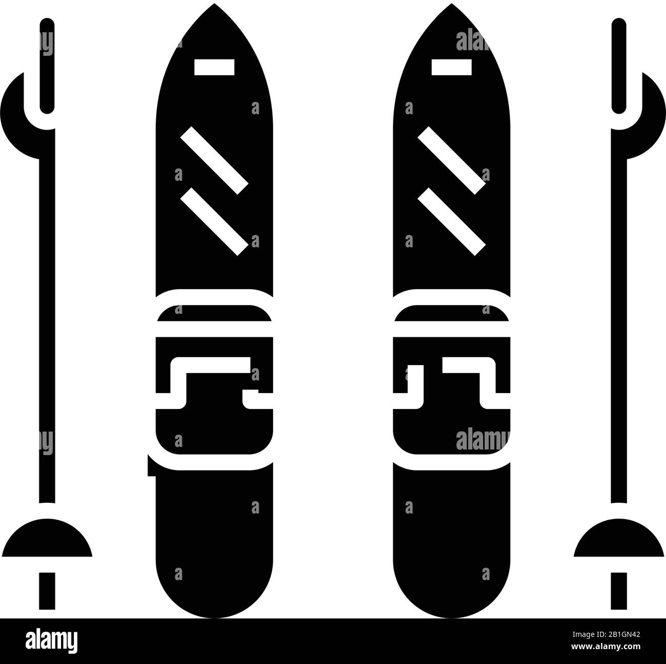 Alpine skiing black icon, concept illustration, vector flat symbol ...