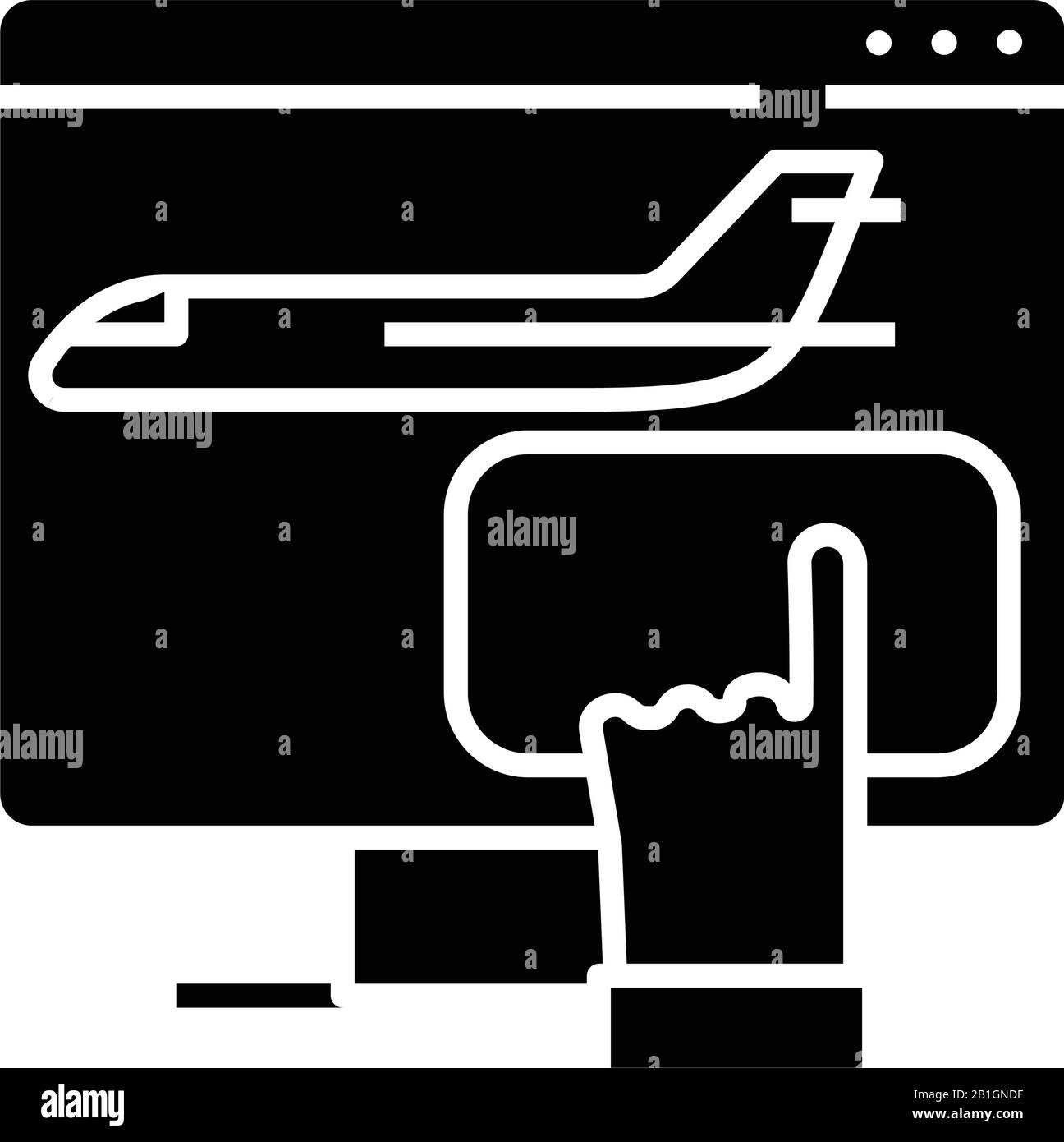 Booking plane tickets black icon, concept illustration, vector flat ...