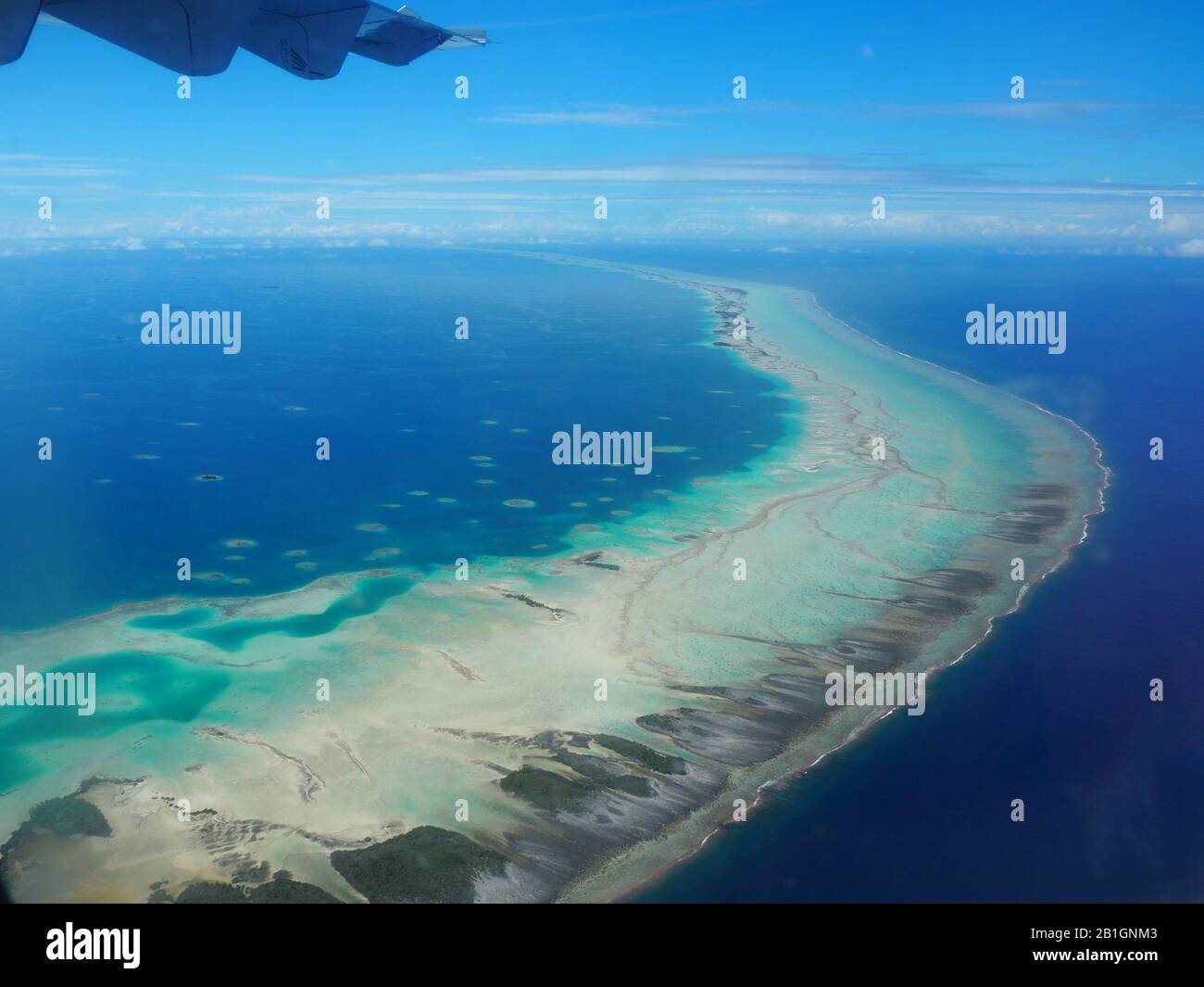 French Polinesia atol from above, from airplain Stock Photo - Alamy