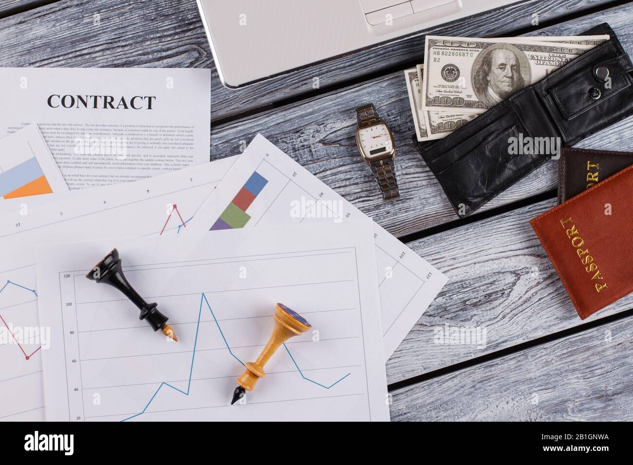 Contract, money and personal stuff Stock Photo - Alamy