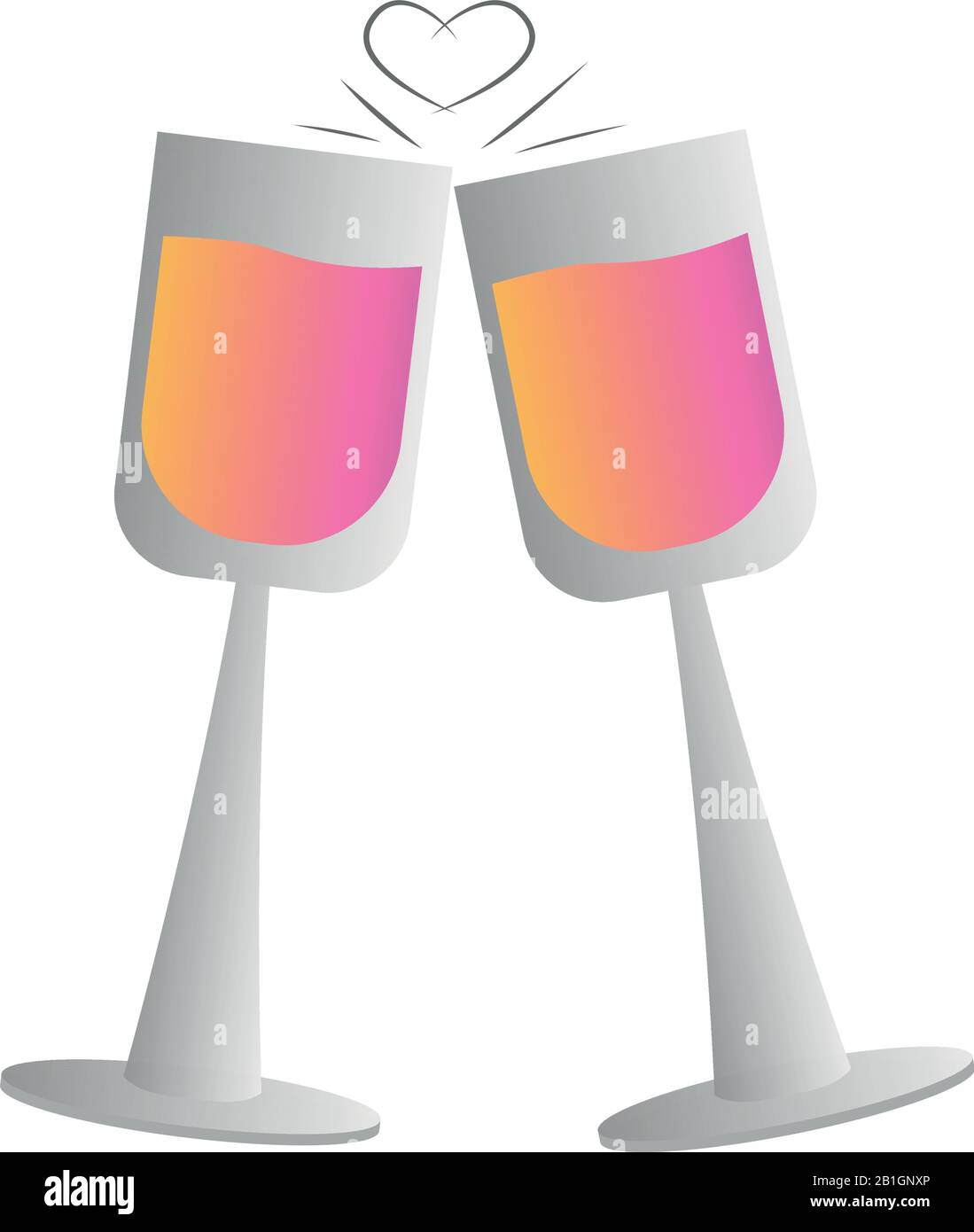 Two glasses heart valentine Stock Vector Images - Alamy