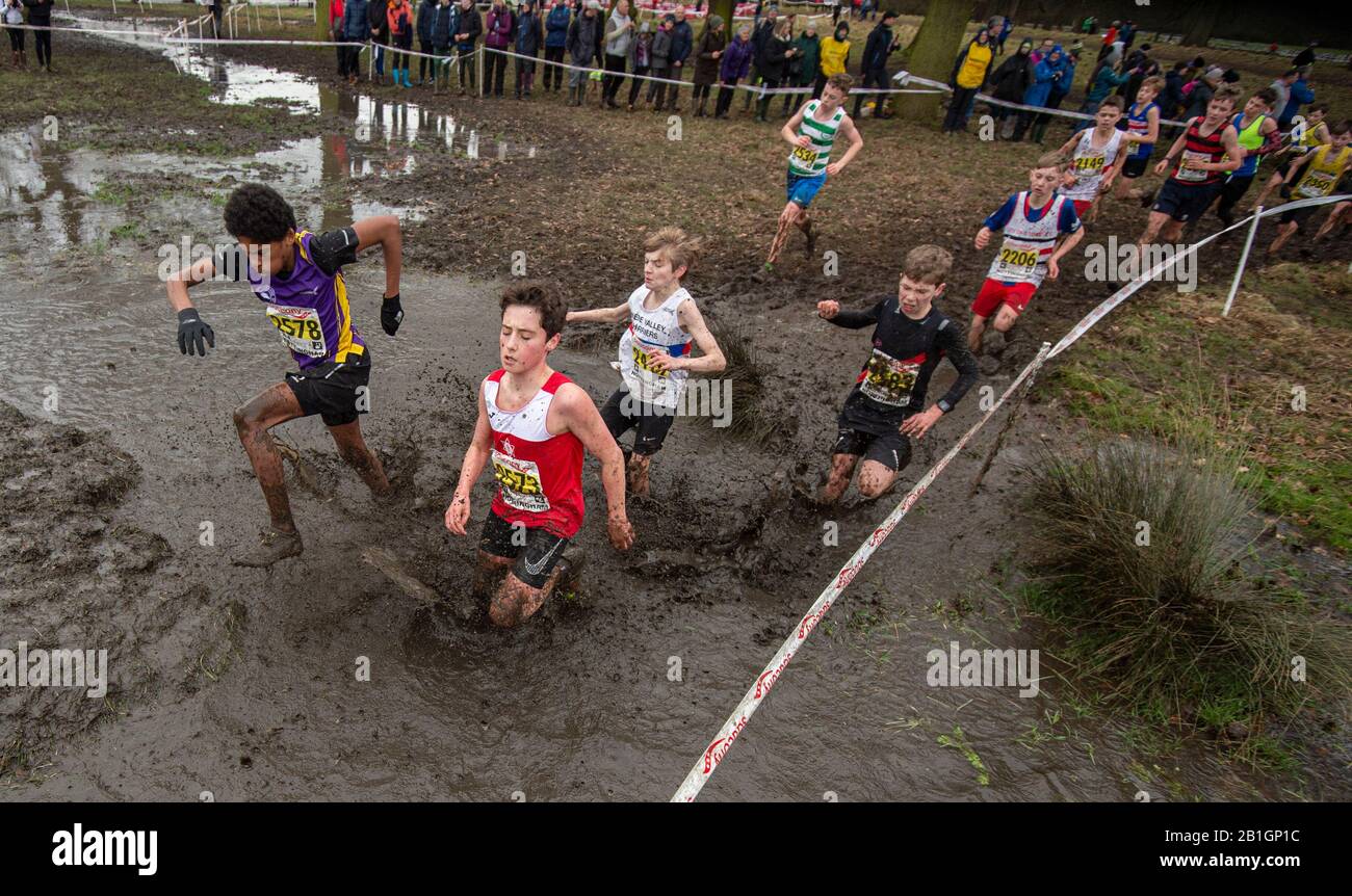 NOTTINGHAM - ENGLAND - 22 FEB: U13 boys race English National Cross ...