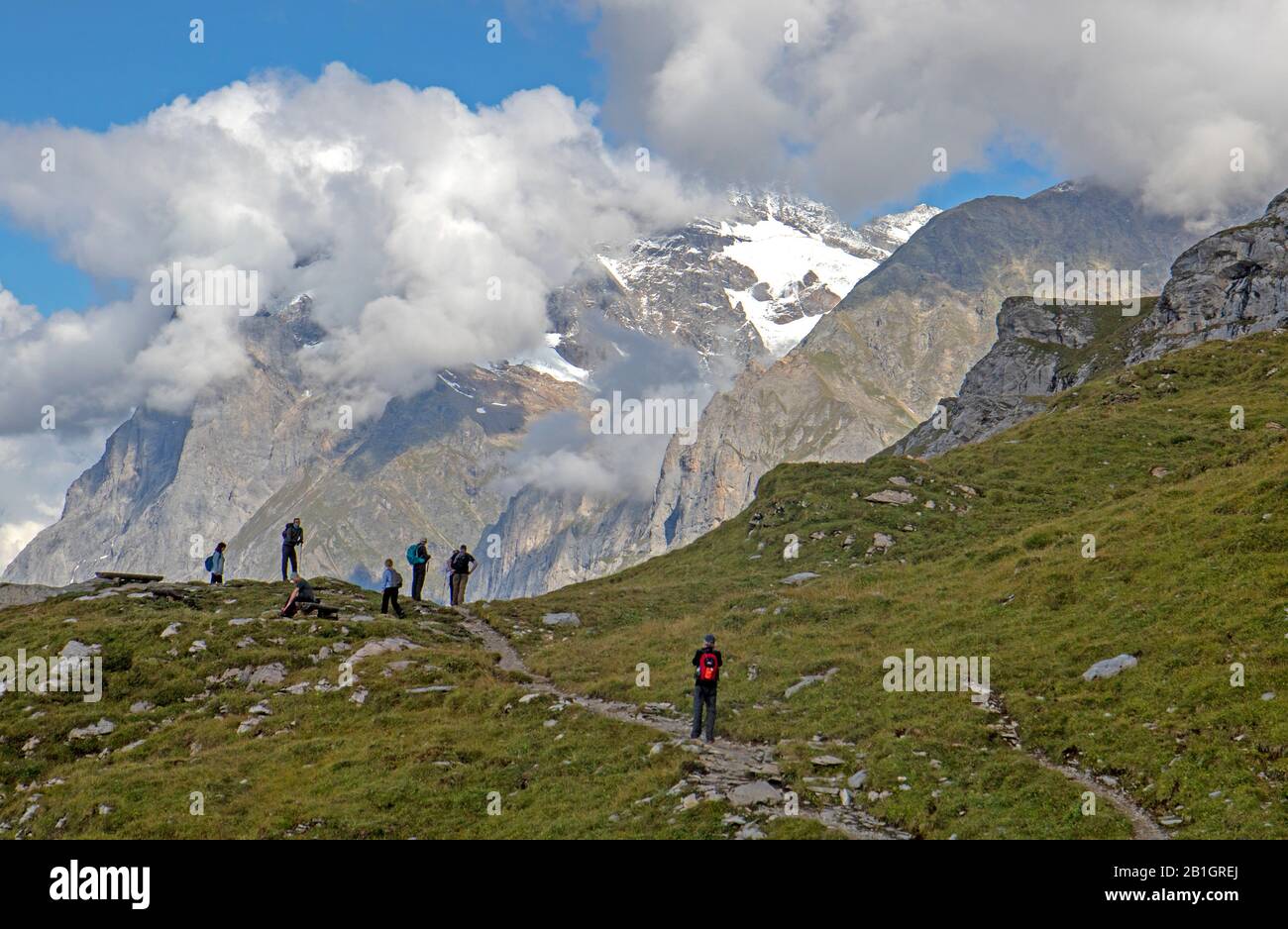Hikers on the Eiger Trail Stock Photo - Alamy