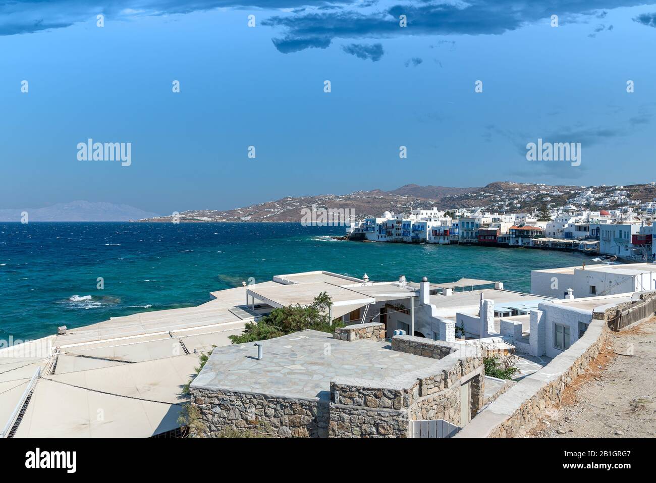 View of Chora village ( Little Venice ) - Mykonos Cyclades island ...