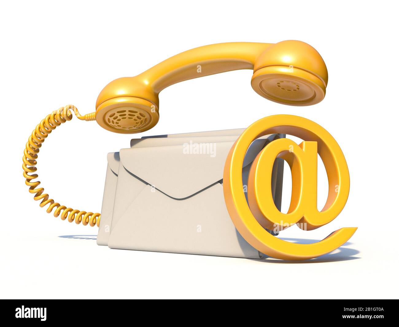 Letters, At sign and telephone handset 3D rendering illustration ...