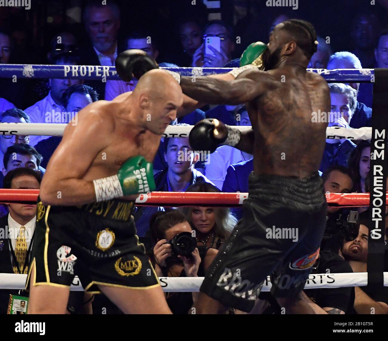 LAS VEGAS, NV - FEBRUARY 22: (in black//yellow trunks) Tyson Fury goes ...