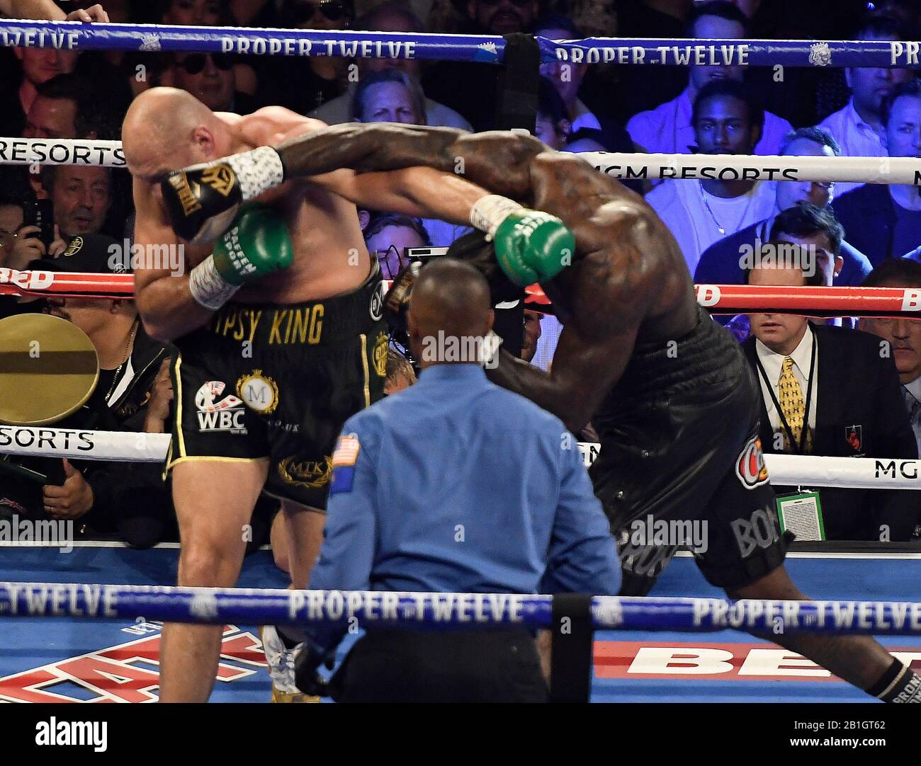 LAS VEGAS, NV - FEBRUARY 22: (in black//yellow trunks) Tyson Fury goes ...