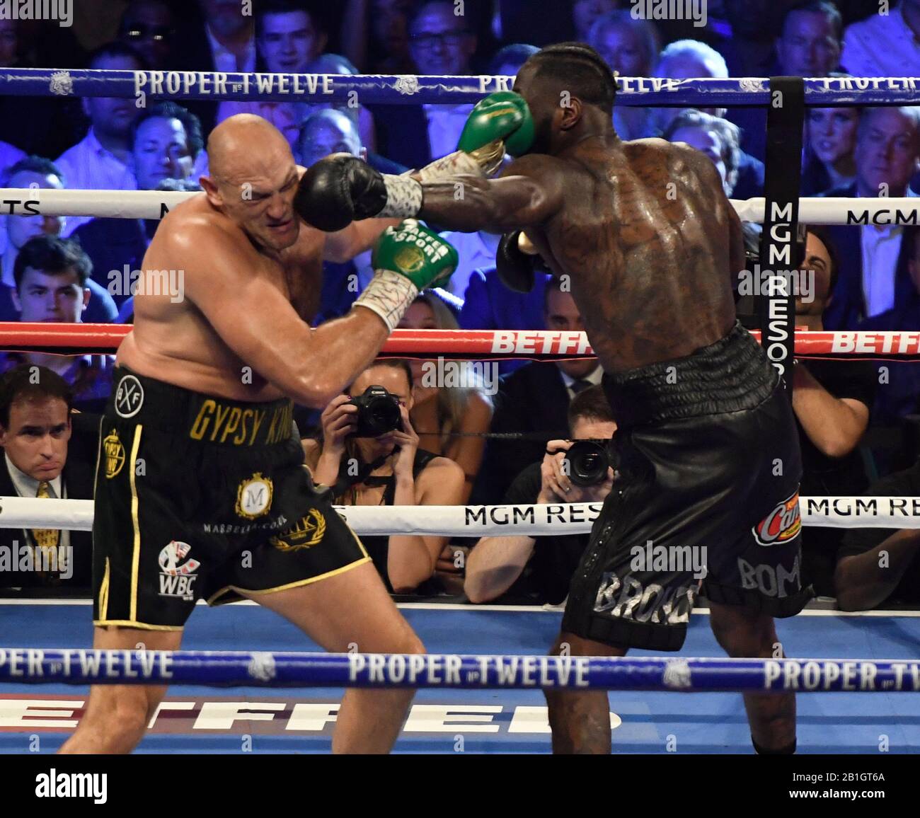 LAS VEGAS, NV - FEBRUARY 22: (in black//yellow trunks) Tyson Fury goes ...