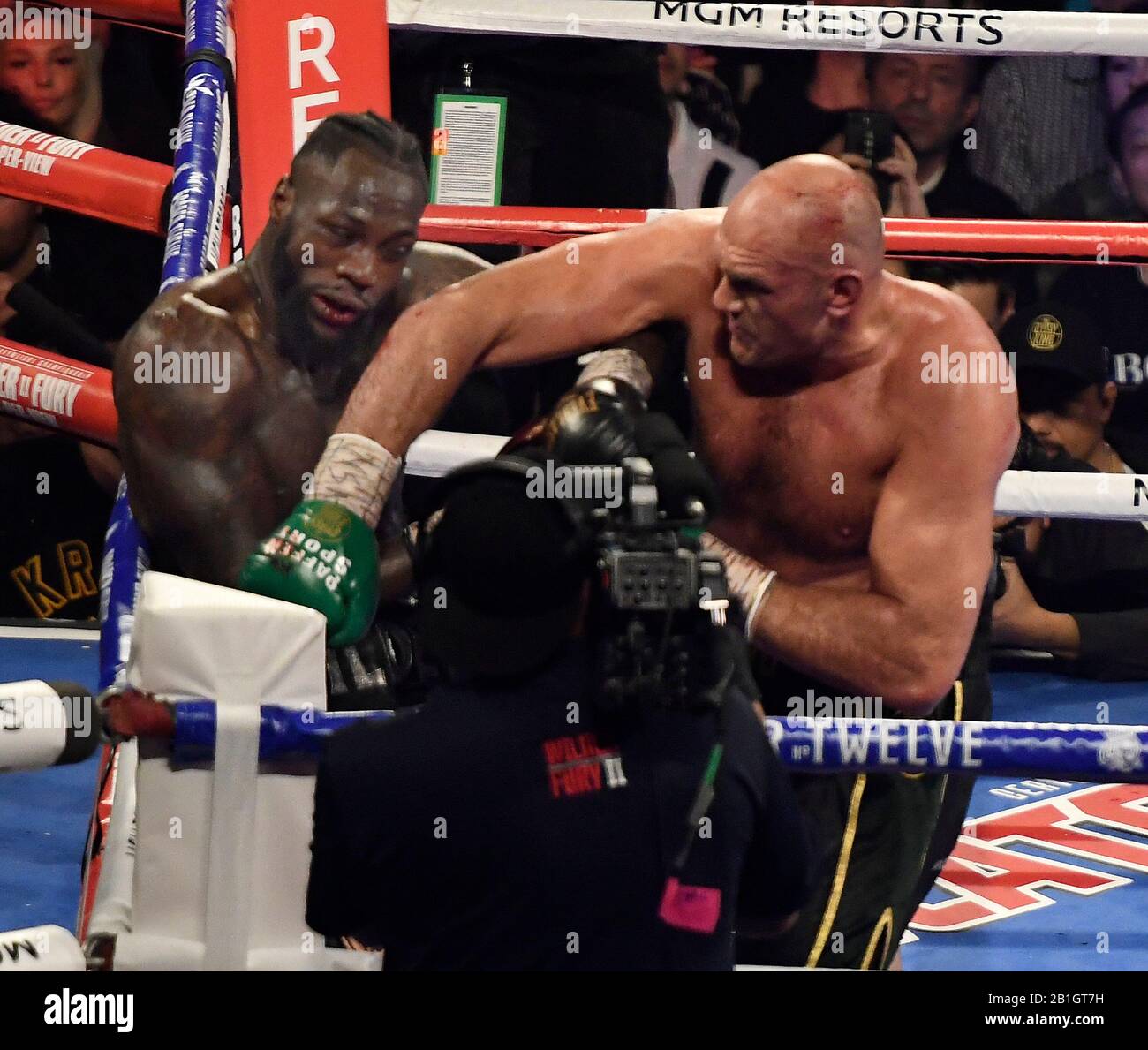 LAS VEGAS, NV - FEBRUARY 22: (in black//yellow trunks) Tyson Fury goes ...