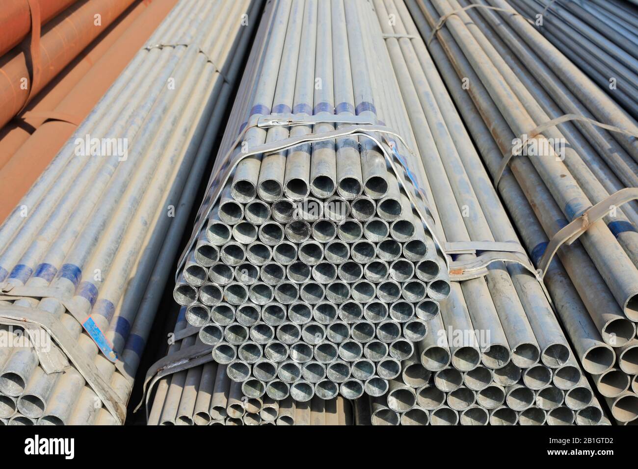 Steel pipe pile up together Stock Photo - Alamy