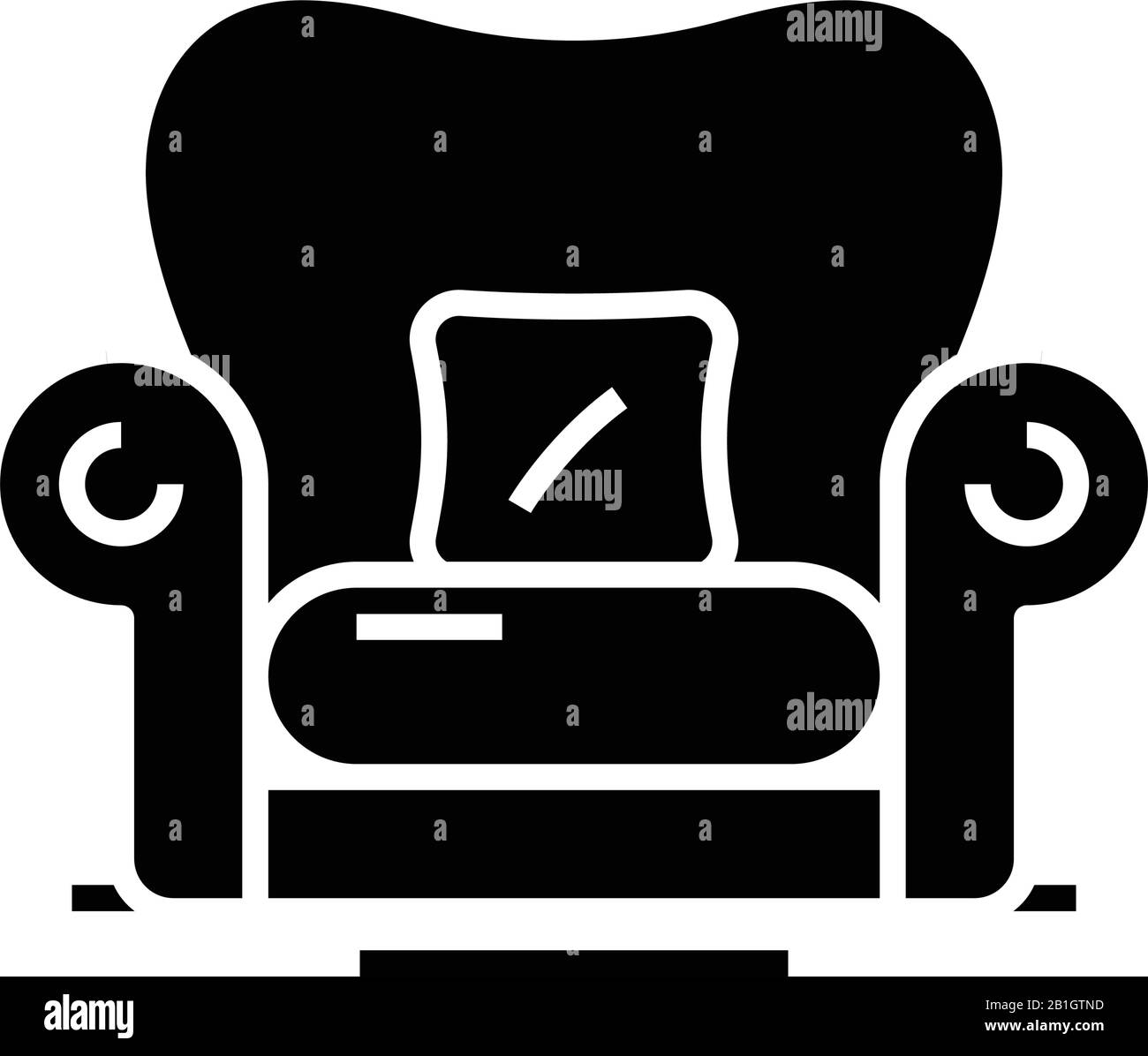 Armchair black icon, concept illustration, vector flat symbol, glyph ...