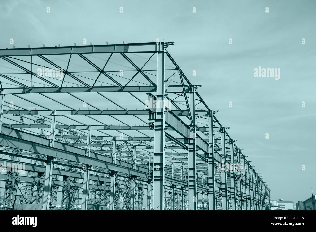 The steel structure，under the blue sky white clouds, very beautiful ...