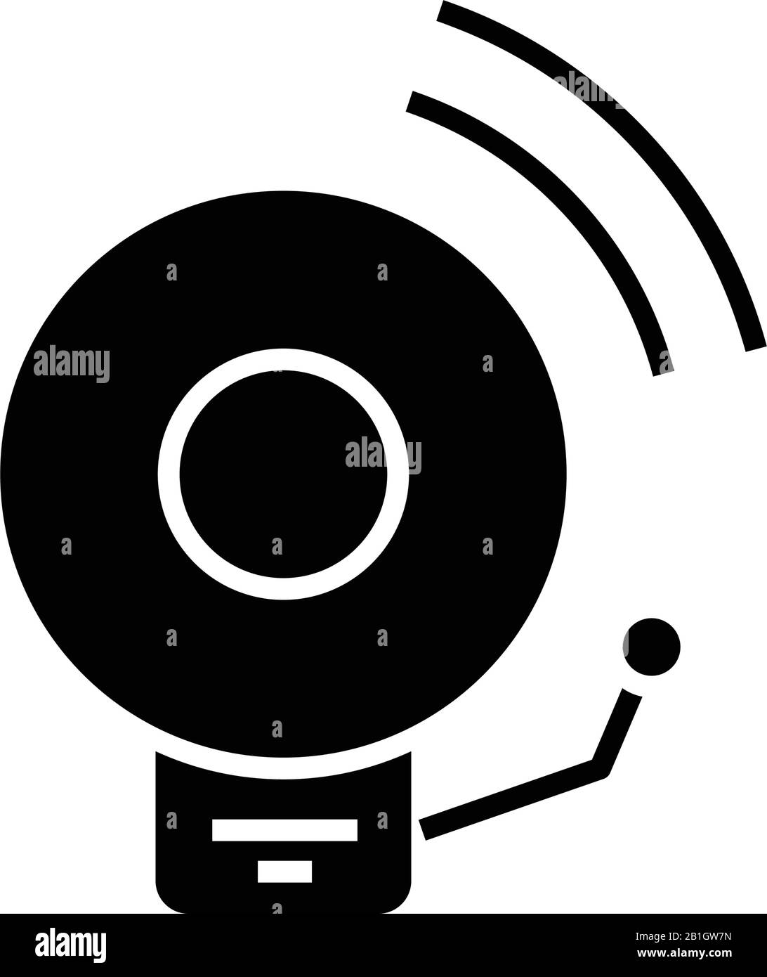 Alarm black icon, concept illustration, vector flat symbol, glyph sign ...