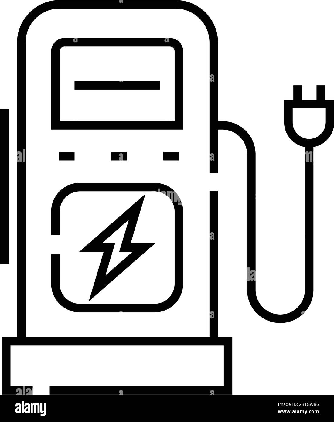 Electric car charging station line icon, concept sign, outline vector ...