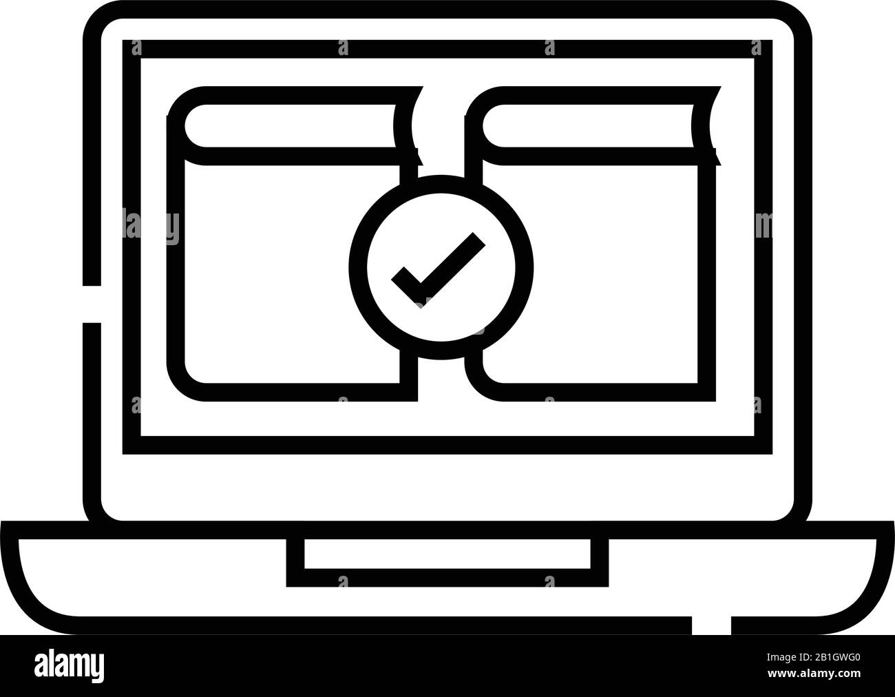 Electronic textbook line icon, concept sign, outline vector illustration, linear symbol Stock ...