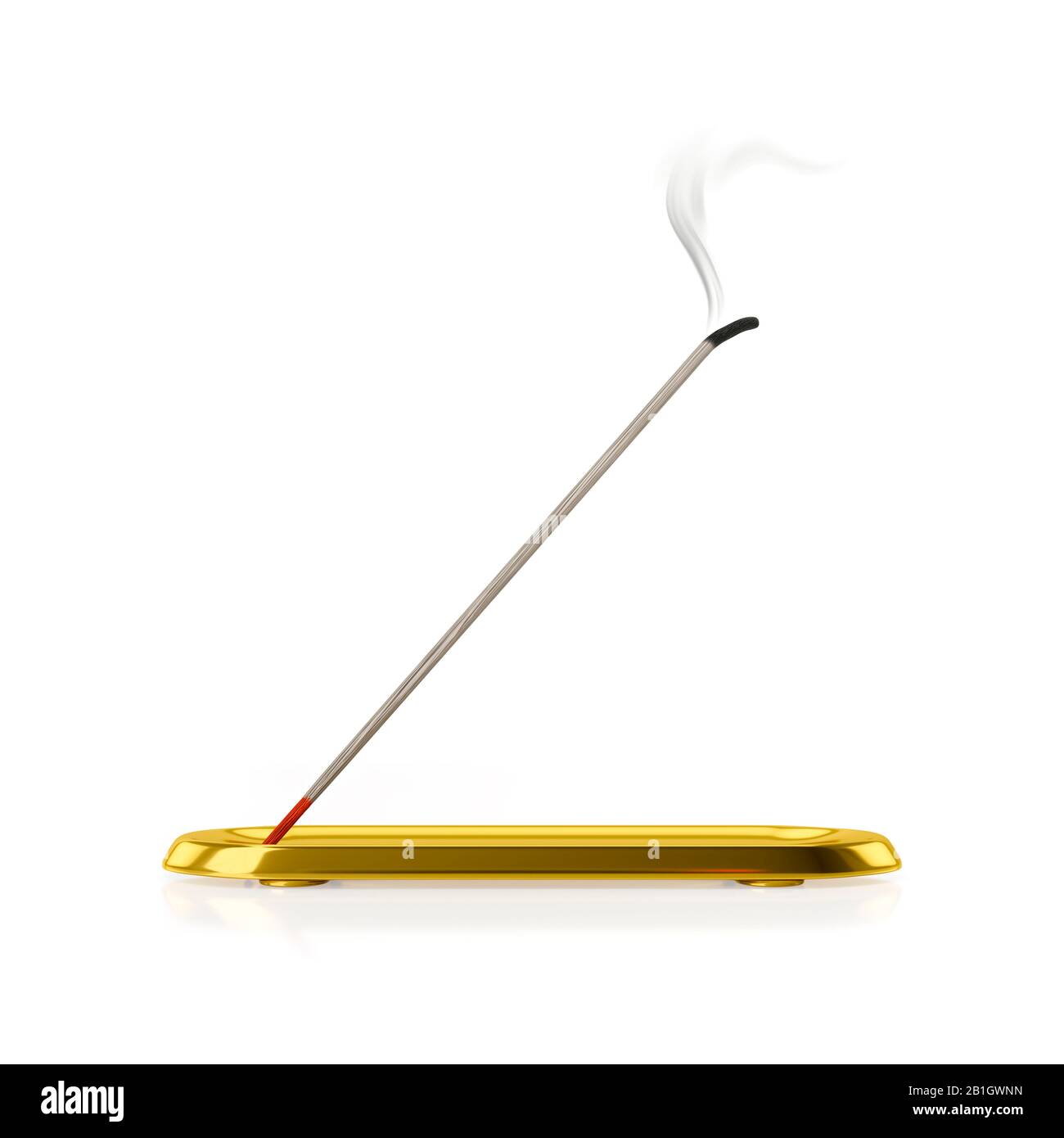 3D computer graphic, burning joss stick against white background Stock ...