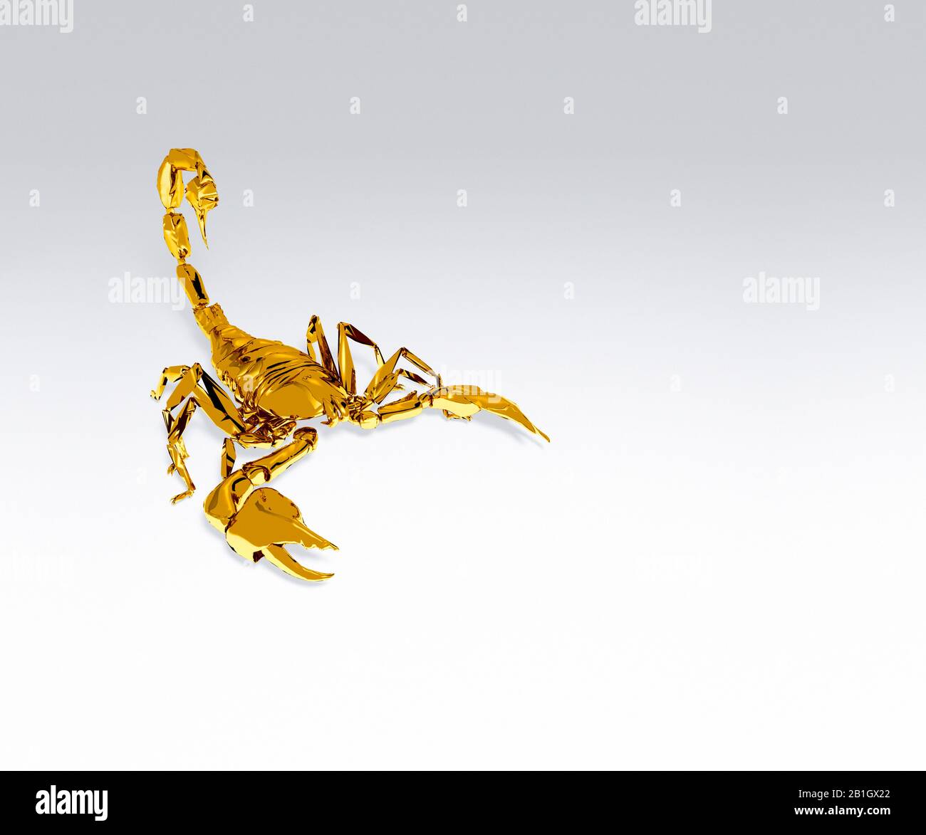 3D computer graphic, golden scorpion against white background Stock ...