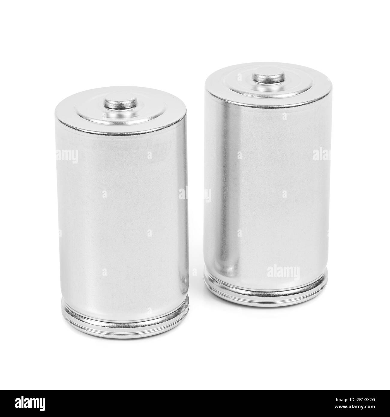 Two LR20 D size batteries isolated on white background with clipping ...